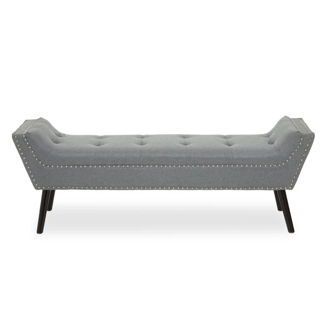 Alya Grey Fabric Button-Tufted Bench – Nicholas John Interiors