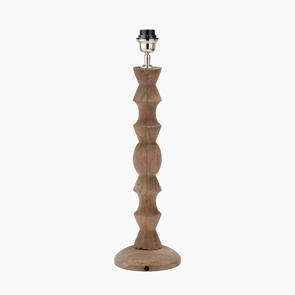 Ayra Natural Modernist Large Turned Wood Table Lamp Base – Nicholas ...