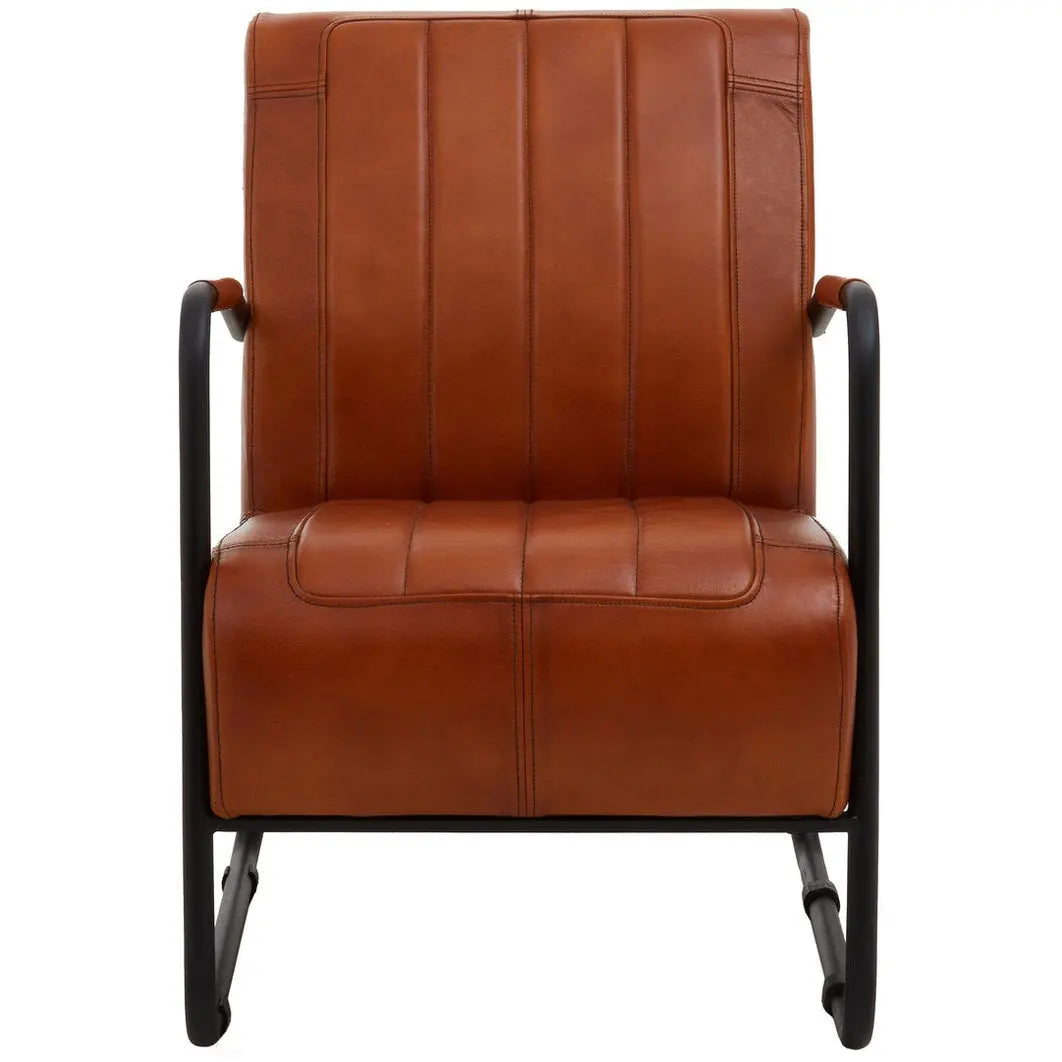 Bronson Tan Leather Armchair | Modern Design | Nicholas John Interiors