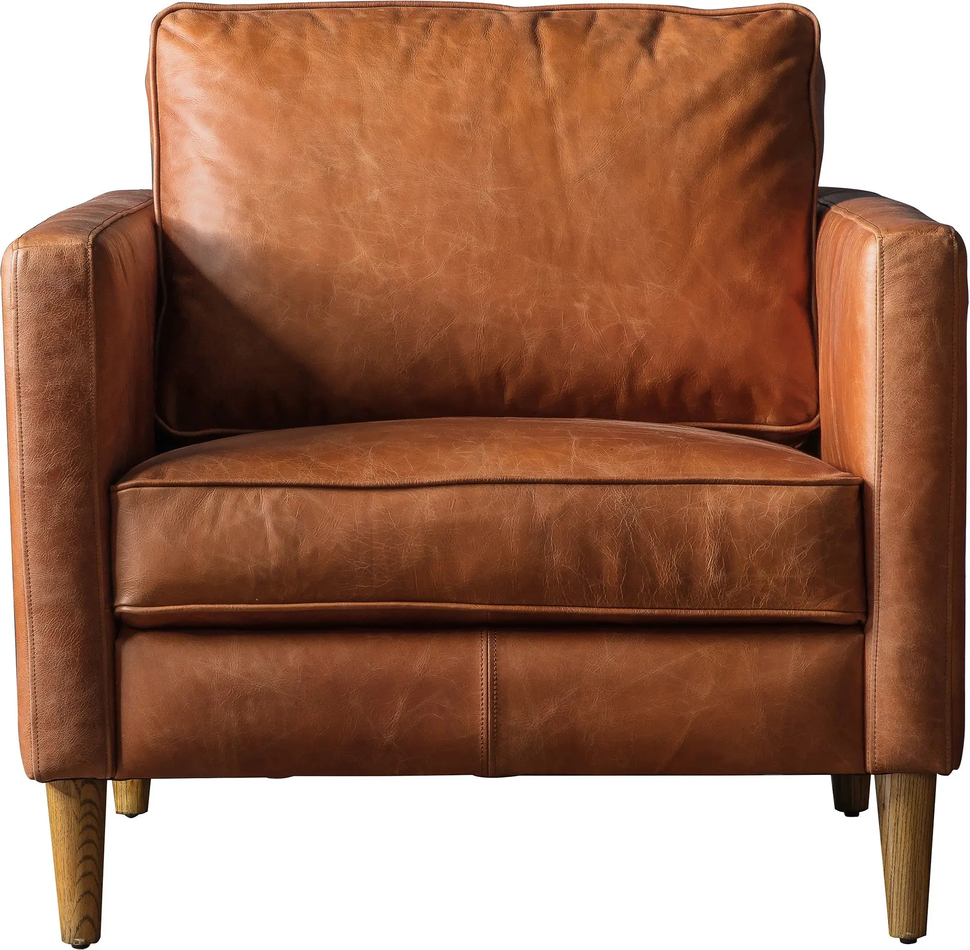 Canberra Vintage Leather Armchair – Full Grain Brown Hide – Nicholas ...