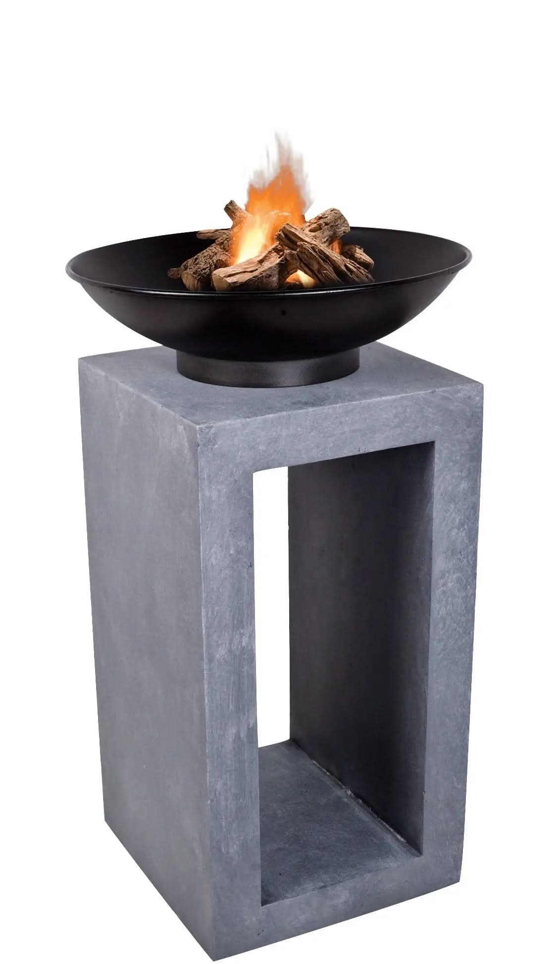 Fire Pit & Square Console in Cement – Nicholas John Interiors