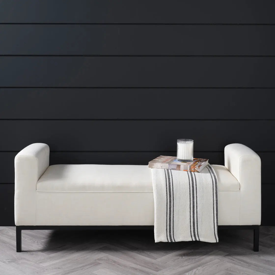 Ashford & Grey Serena Ivory Bench | Modern Linen Blend Bench – Nicholas ...