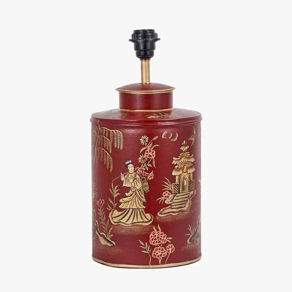 Landscape Red Hand Painted Metal Table Lamp Base – Nicholas John Interiors