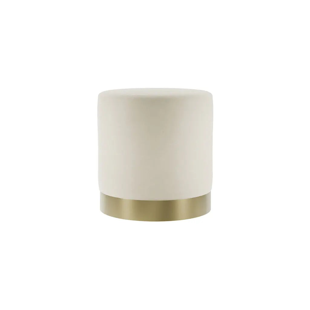 Lara Cream Velvet Small Pouffe – Luxury Gold Base Footstool – Nicholas ...