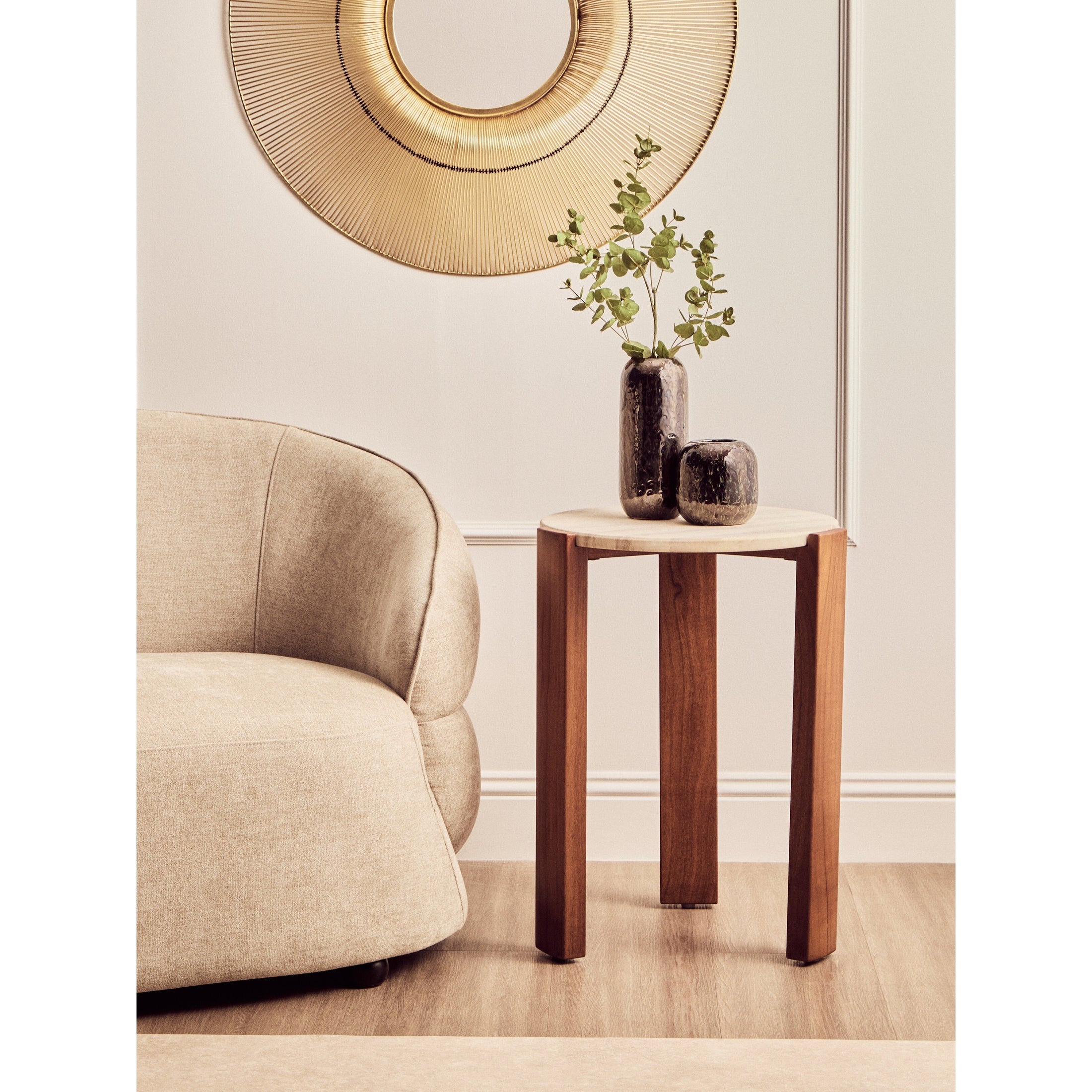 Travertine Side Table | Ravello Round Top | Nicholas John Interiors