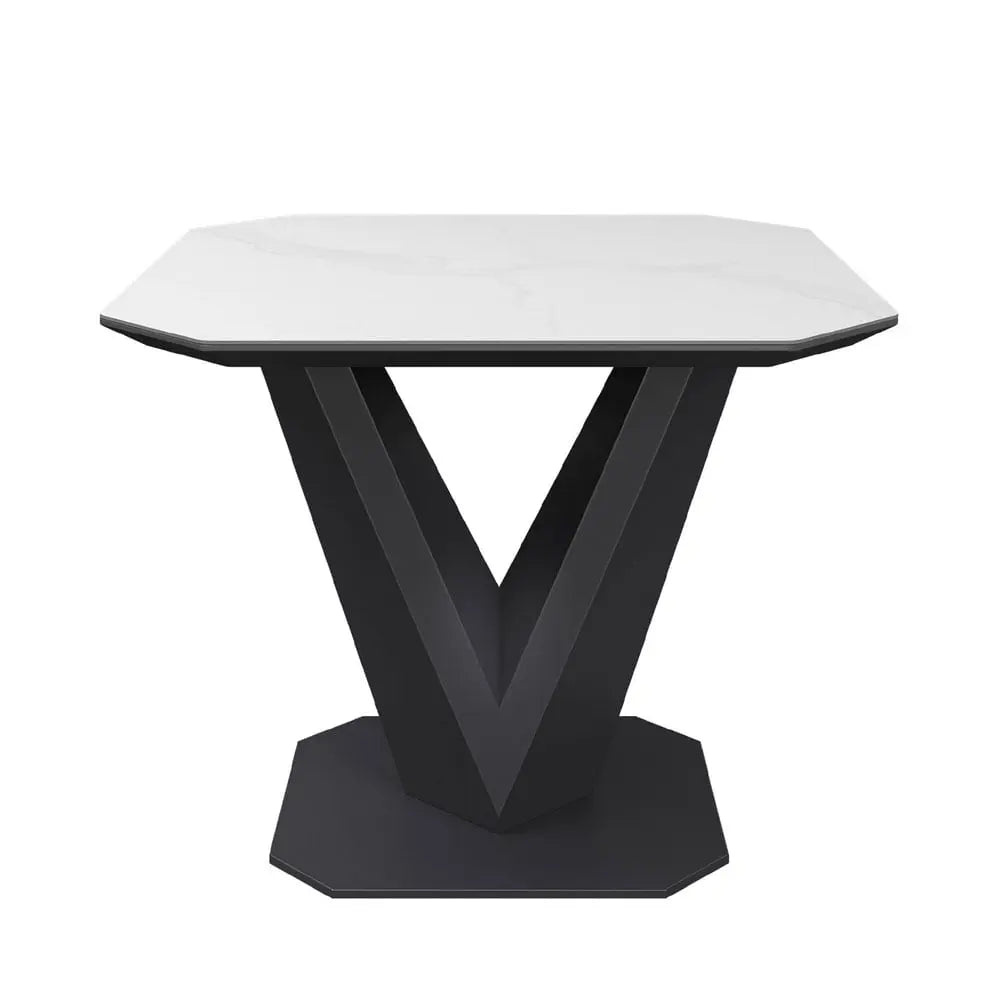Vivenzi Matte White Ceramic Side Table – Marble Effect – Nicholas John ...
