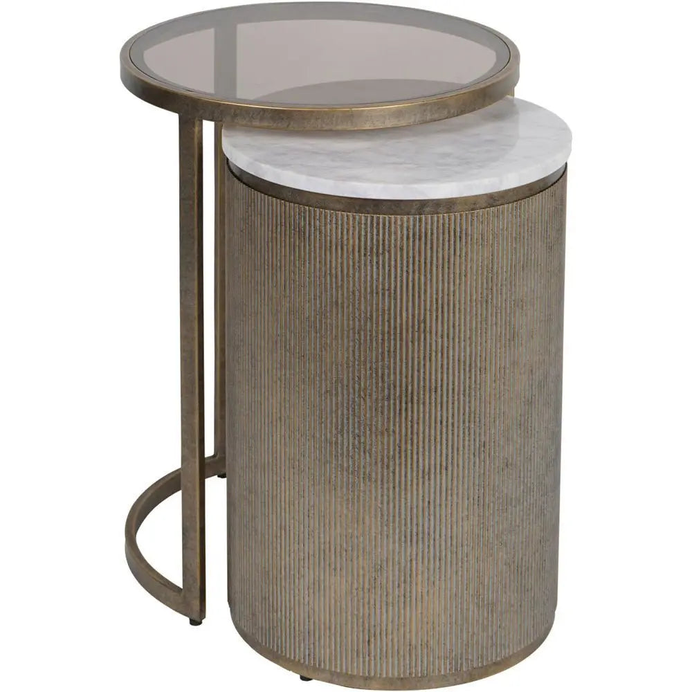 Bellagio Aged Gold Nesting Side Table | Tinted Glass – Nicholas John ...