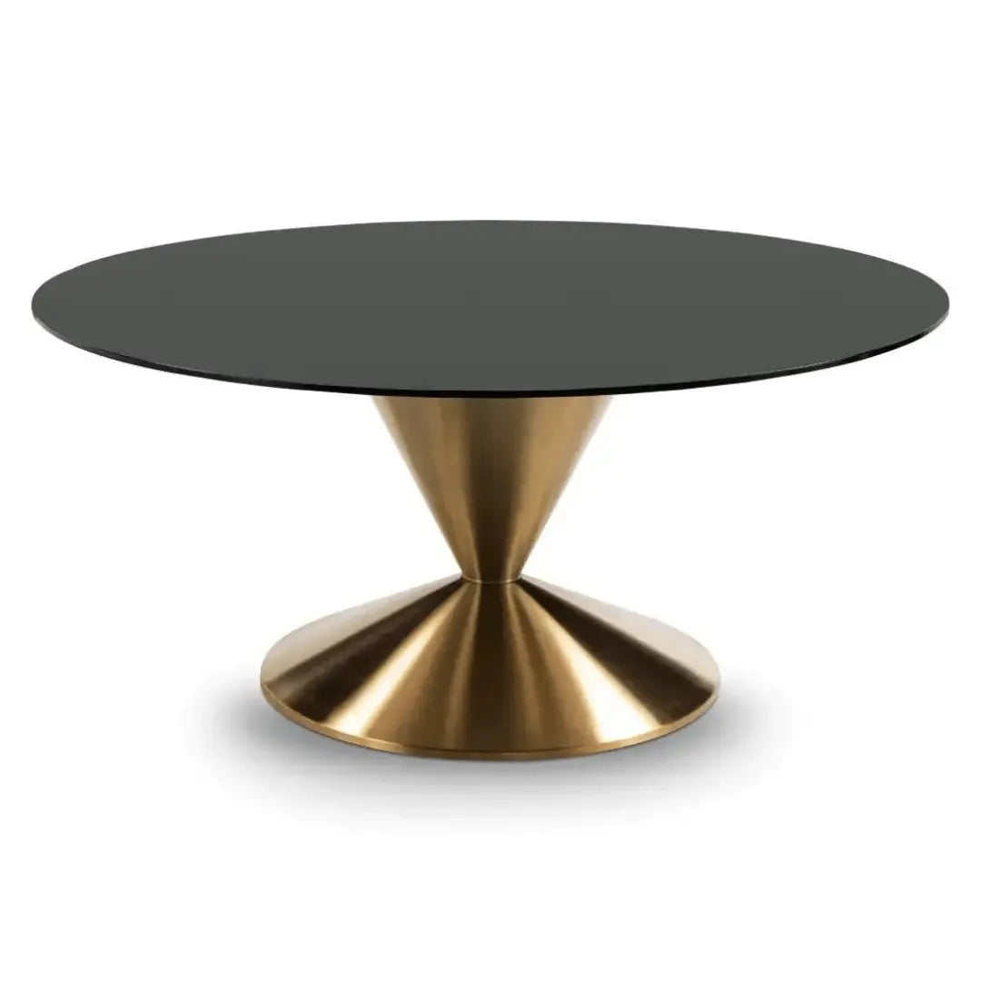 Shop Gillmore Iona Large Round Black Glass Coffee Table with Brass Base ...