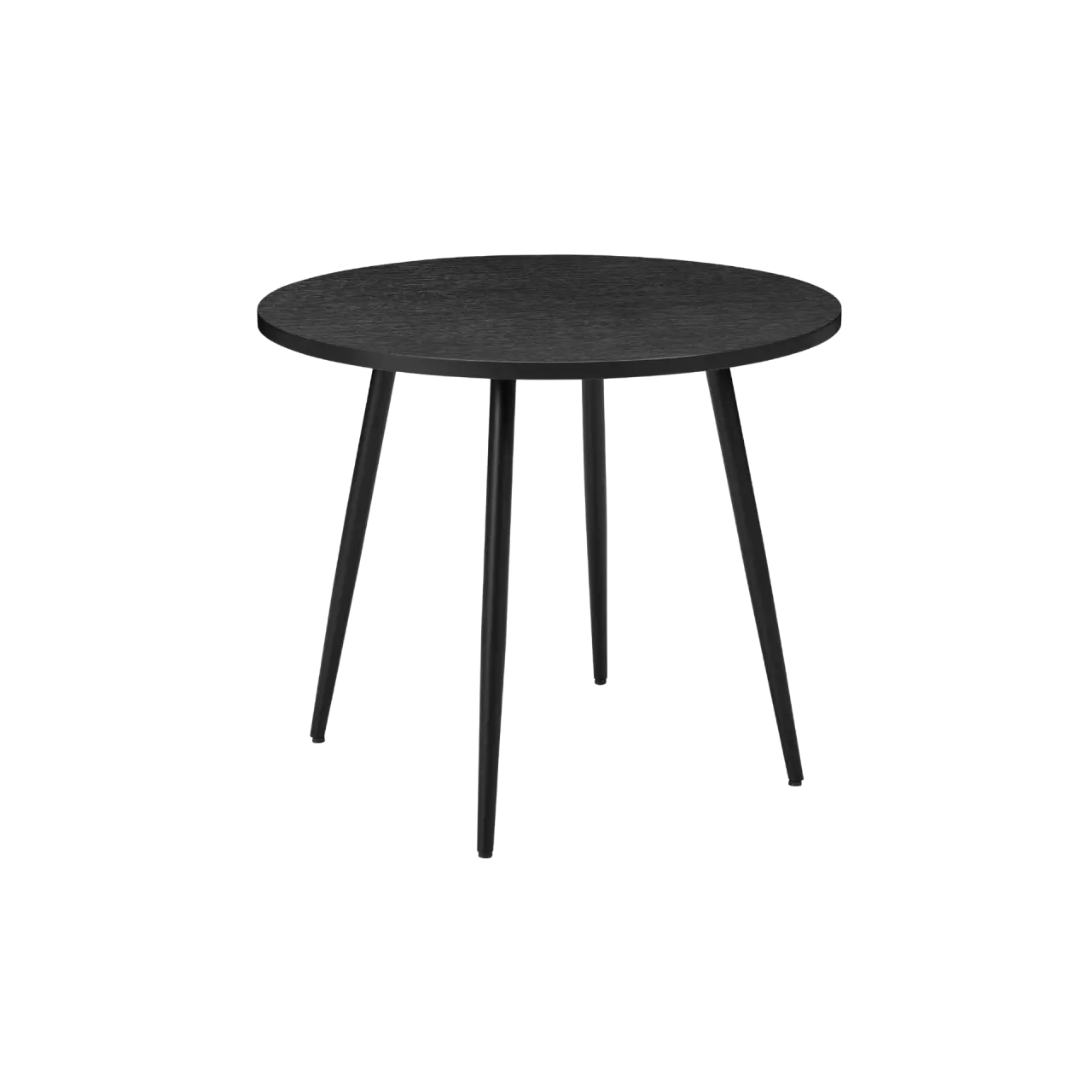 Horizon Black Round Dining Table – Woodgrain Top – Nicholas John Interiors