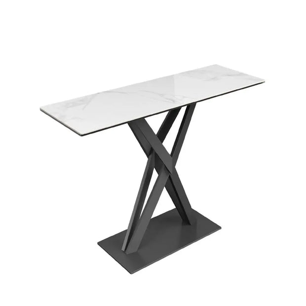 Kaito White Gloss Ceramic Console Table – Marble-Effect – Nicholas John ...