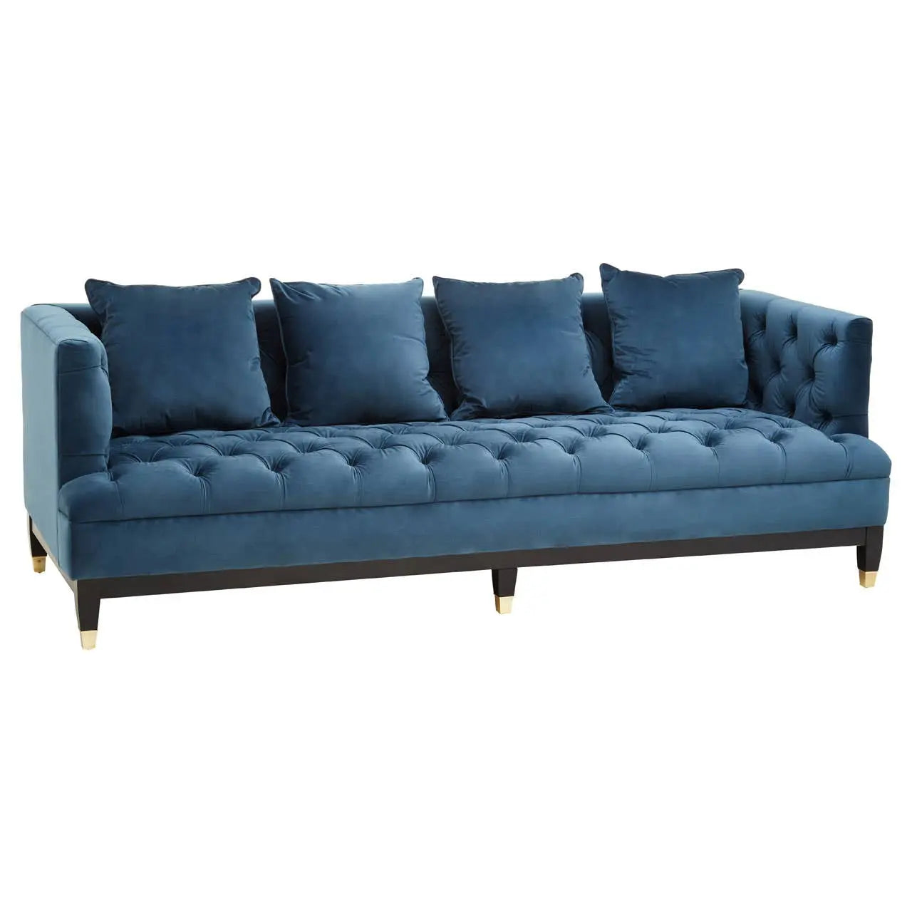 Sirella 3 Seat Navy Sofa – Tufted Back, Gold Legs, Modern Design ...